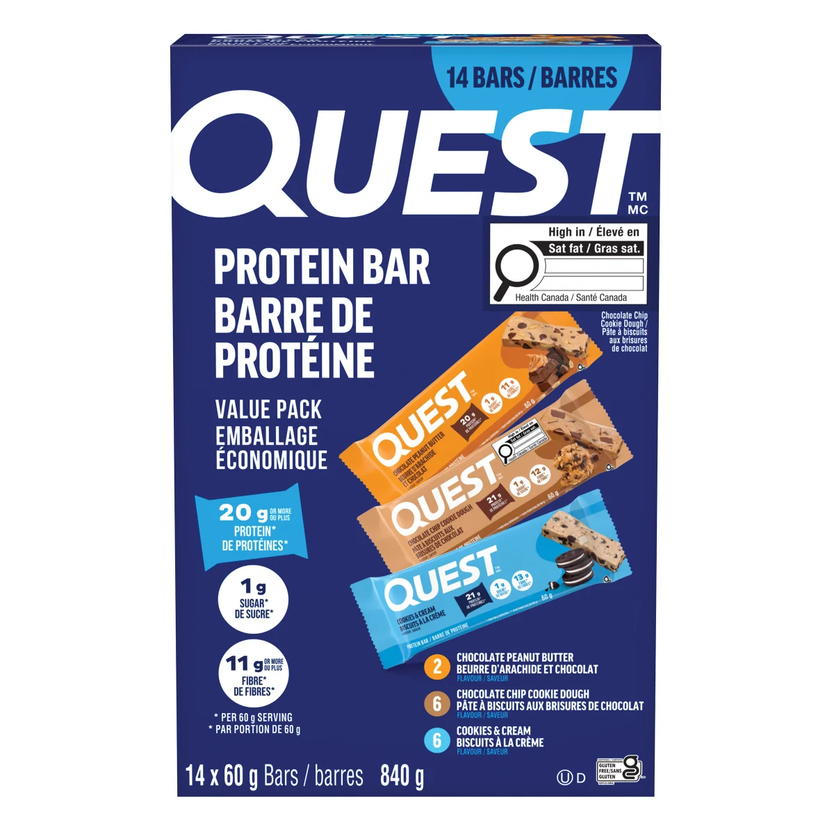 Quest Protein Bars Variety Pack, 14 × 60 g - XIIBNIB Corporation